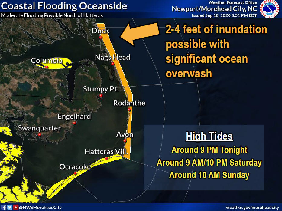 Coastal Flood Warning Issued For The Outer Banks Ocean Overwash May